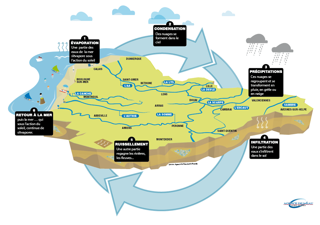 Le grand cycle de l'eau (cycle naturel) | Agence de l'Eau Artois-Picardie